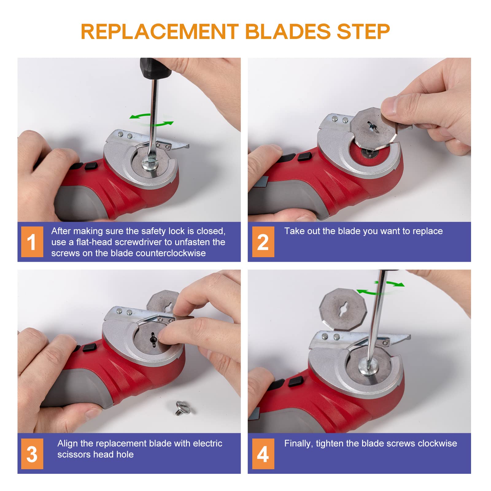 VLOXO WA2300 Blades Replacement Rotary Blades Compatible with VLOXO AT001 Cordless Electric Scissors Electric Cutter Blades(1-1/2")