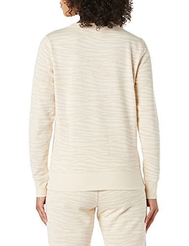 Amazon Essentials Women's French Terry Fleece Crewneck Sweatshirt (Available in Plus Size), Beige Zebra Stripe Print, Medium