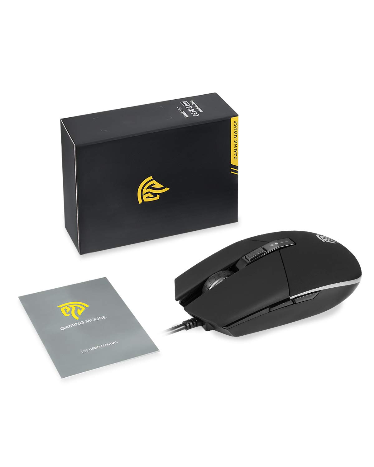 EasySMX V50 RGB Wired Gaming Mouse, Ergonomic Computer Mouse with 5 Programmable Buttons, 22 Preset Macros for PUBG, 5 DPI Settings, LED Backlit USB Mouse for Laptop/PC/Windows/Linux/Mac