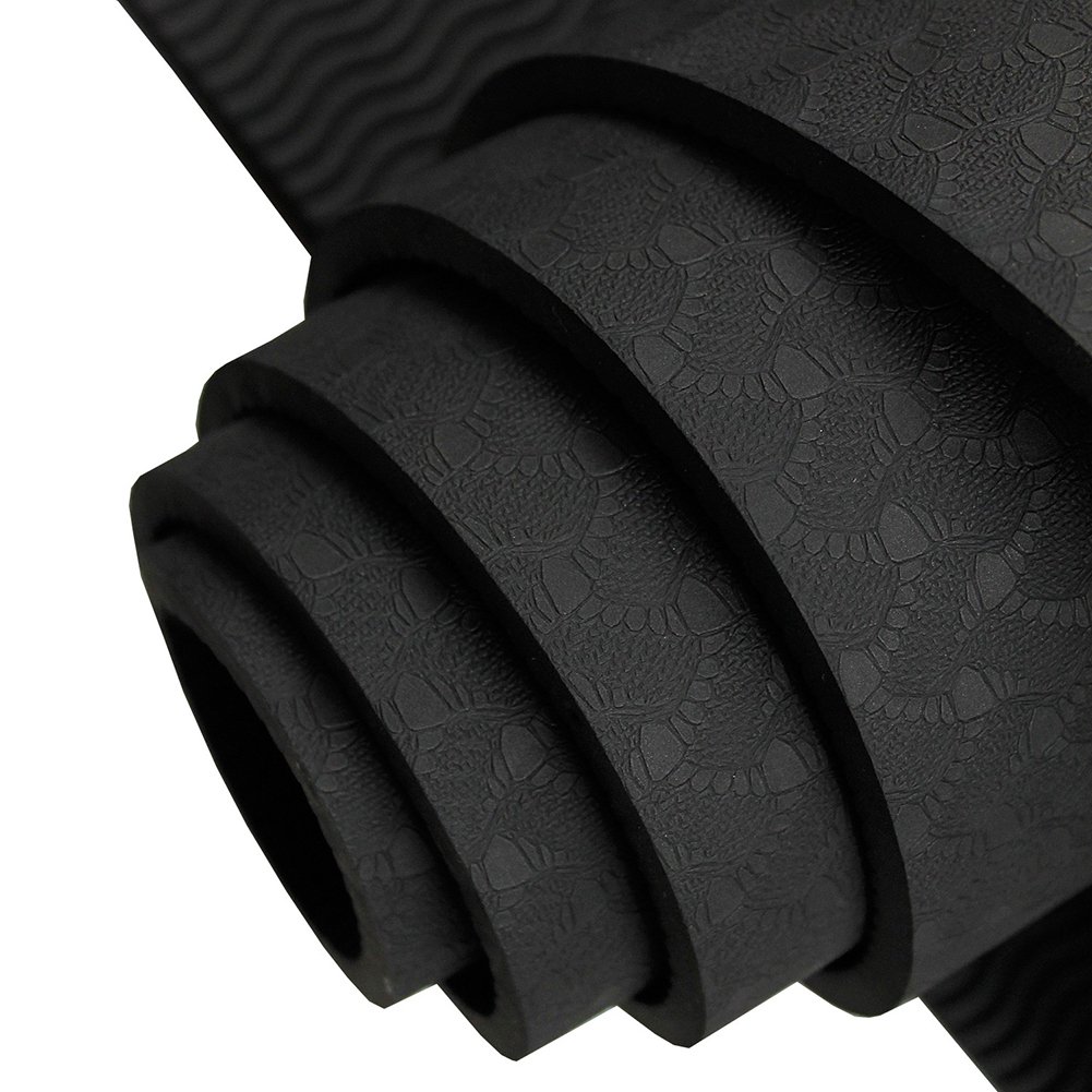 Attraction Design Yoga Mat Non Slip Exercise Mat Extra Thick Workout Mat for Yoga, Eco Friendly Exercise Yoga Mat High Density Fitness Pilates Mat with Carrying Strap, 72x 24x 6mm (Black)