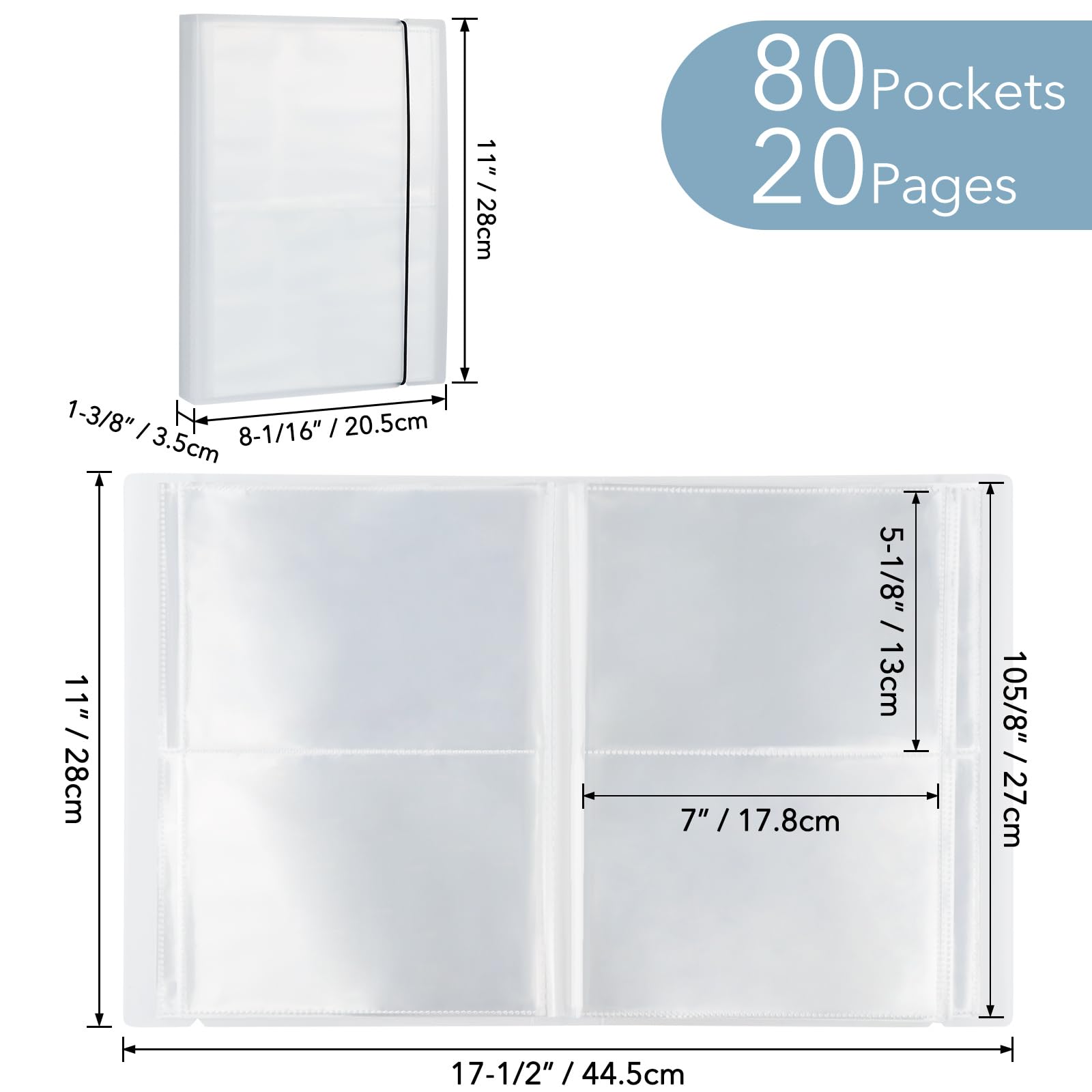 Briartw 5 Pack Large Storage Book,Sticker Photo Storage Album,Stamp Cutting Dies Storage Book Organizer Folder with 80 Pockets/20 Pages,double-sided Design,4 Pockets Each Page