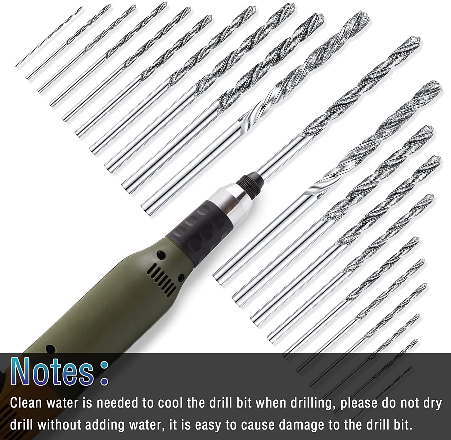Bettomshin 10Pcs Diamond Drill Bit, 1mm Diamond Twist Drill Bit Set for Drilling Stone Jewelry Sea Glass Beach Shells Gemstones