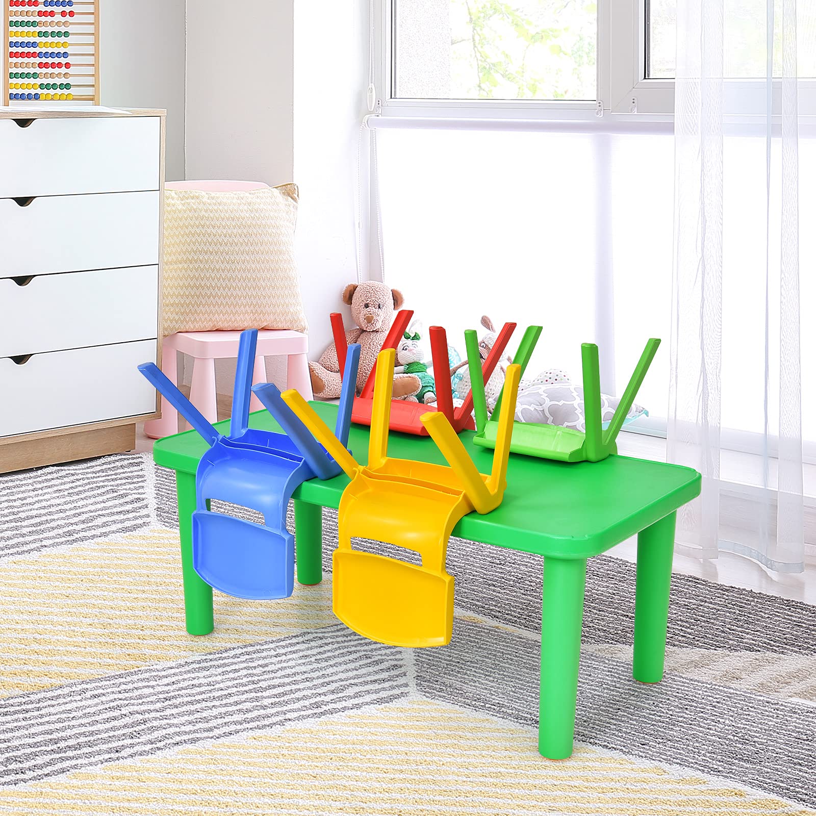 Costzon Kids Chairs, Stackable Plastic Learn and Play Chair for School Home Play Room, Colorful Chairs for Toddlers, Boys, Girls (Multicolor, 4 Chairs)