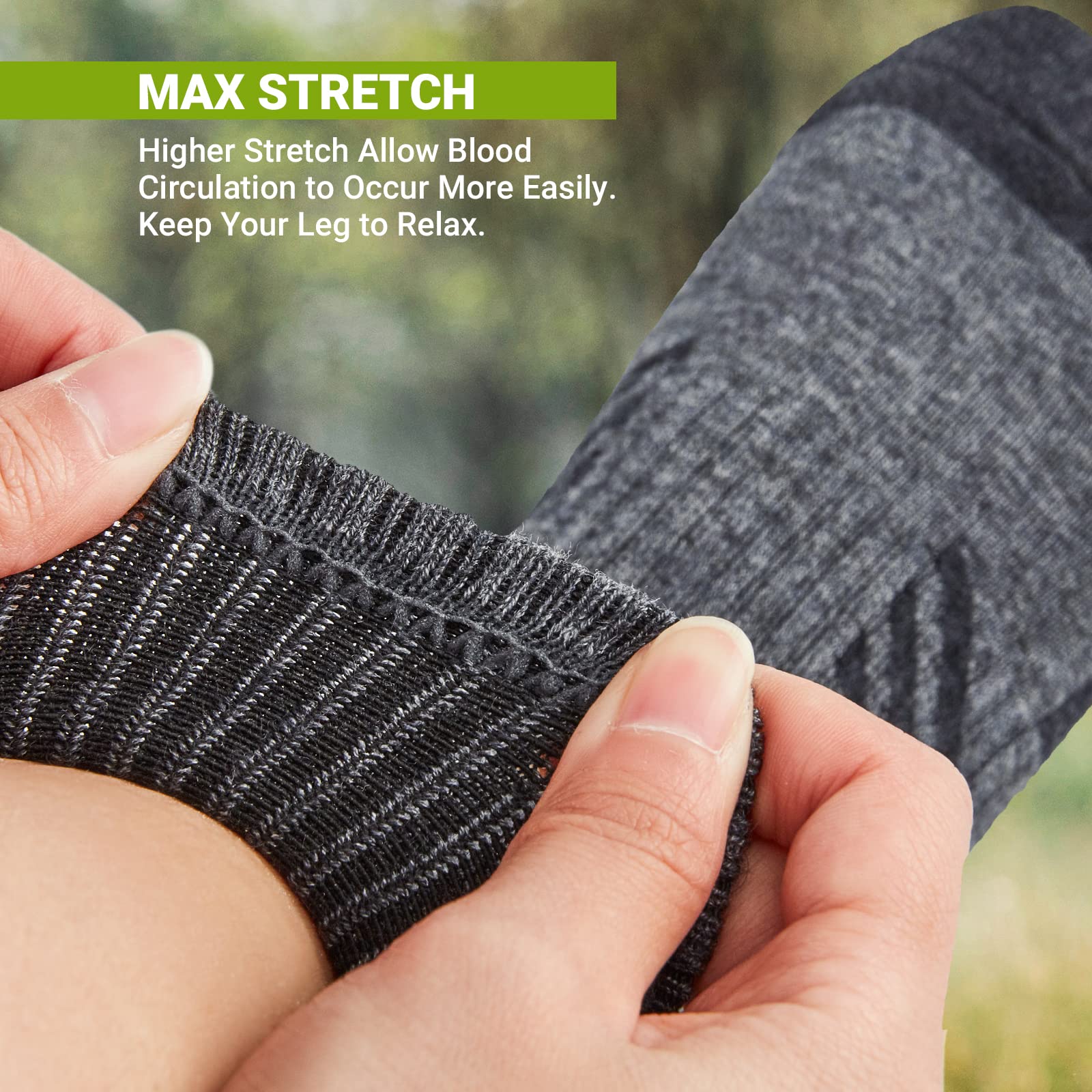 ATEPA Merino Wool Men's Hiking Heavy Cushion Crew Thick Winter Socks, Grey, M