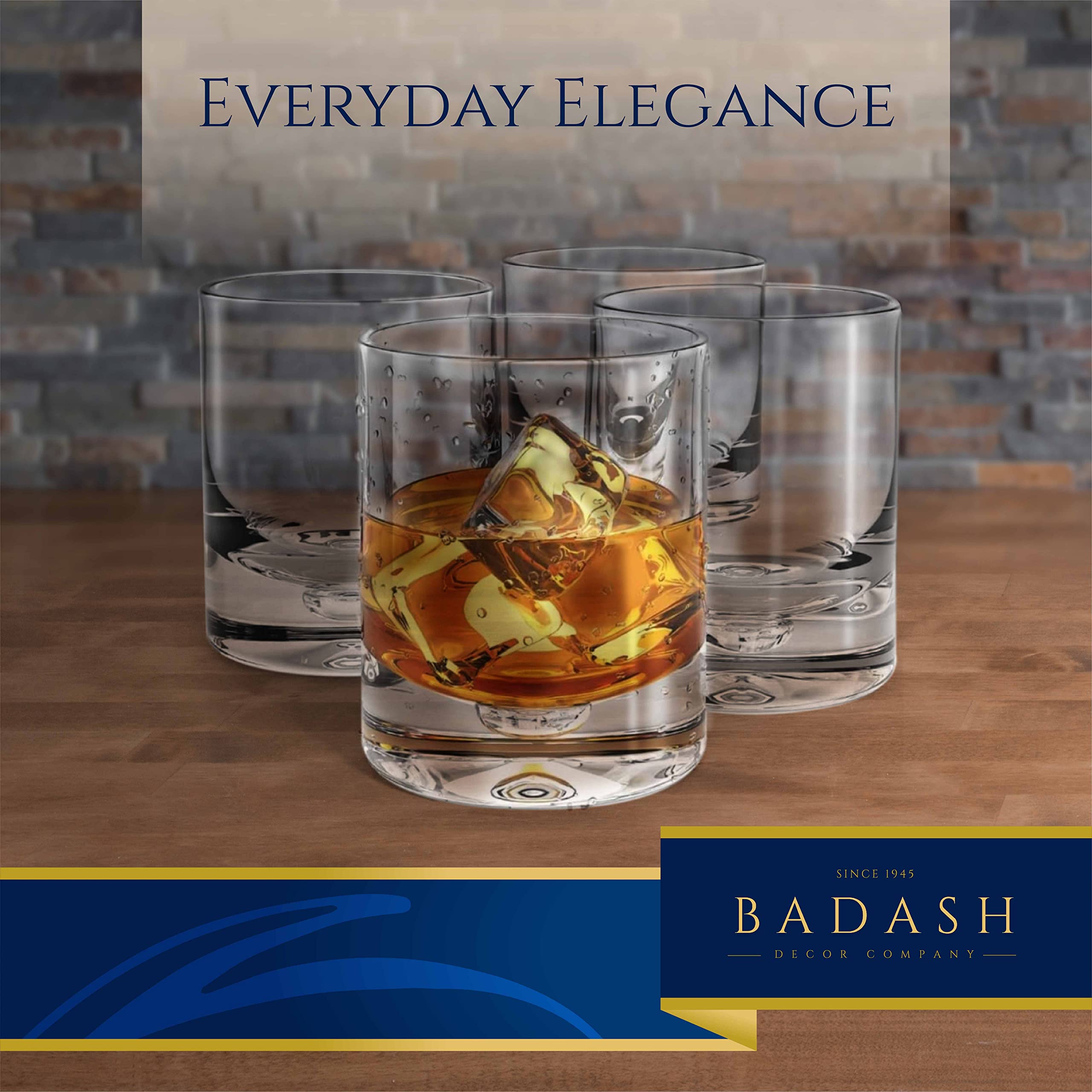 Badash Galaxy Crystal Old Fashioned Glasses - Set of 4 Mouth-Blown Lead-Free Crystal 8 oz. Rocks Glasses for Whiskey, Bourbon & Scotch
