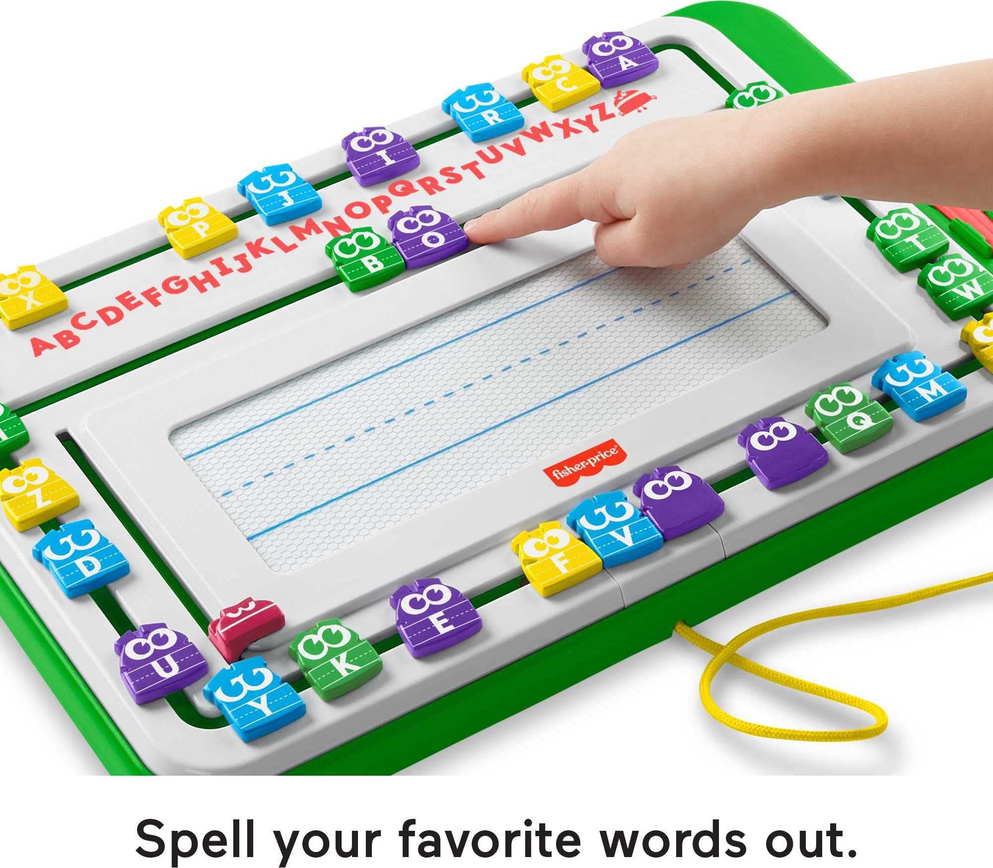 Fisher-Price StoryBots Slide Writer, mess-free magnetic drawing tablet with tethered pen and character stencil for preschool kids ages 3 years and up