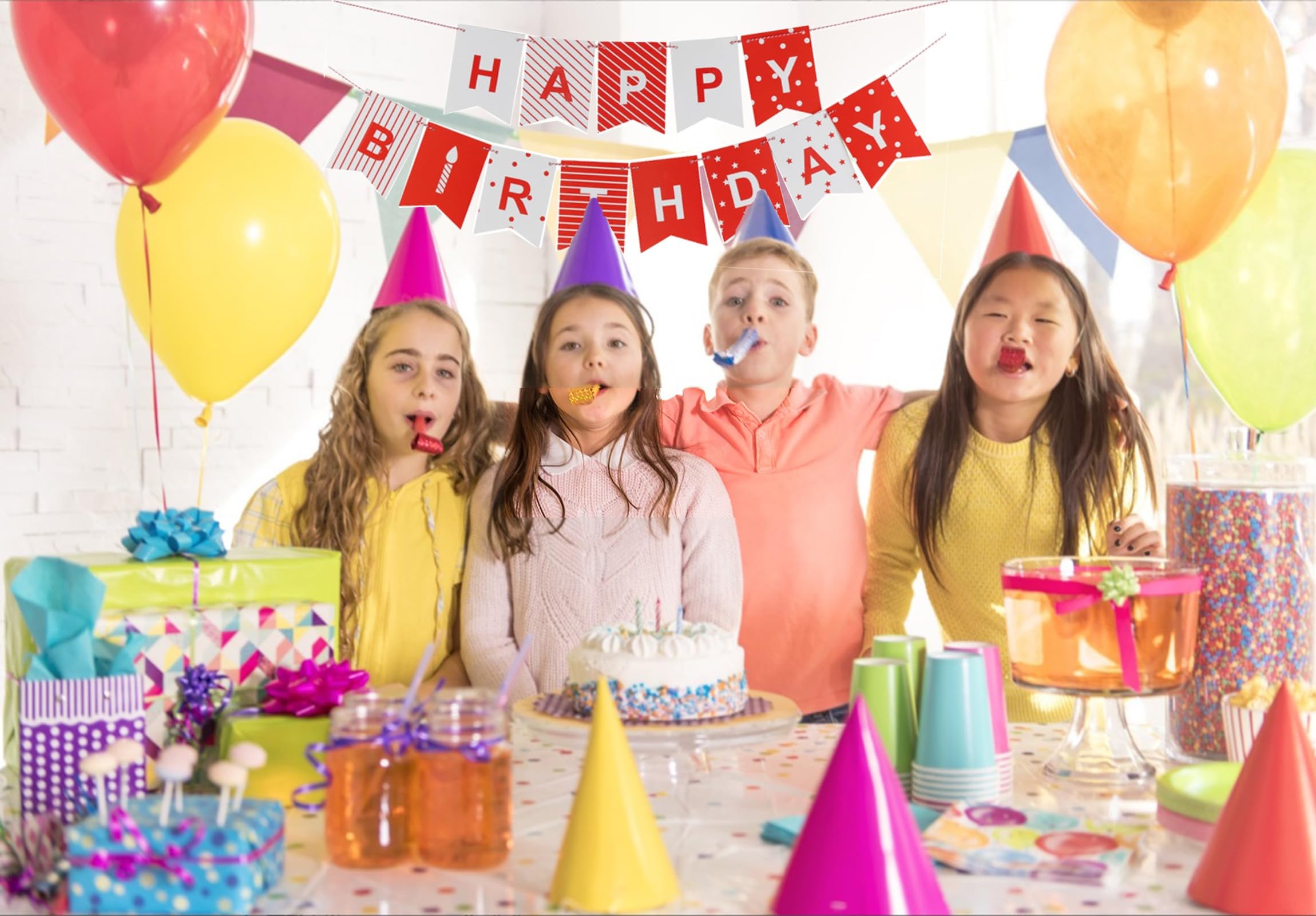 Birthday Banner Red White Happy Birthday Party Decorations Birthday Supplies