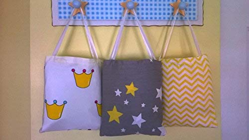 Pull-Proof Toddler Fitted Crib Sheet with Ties, Gray with Yellow Stars