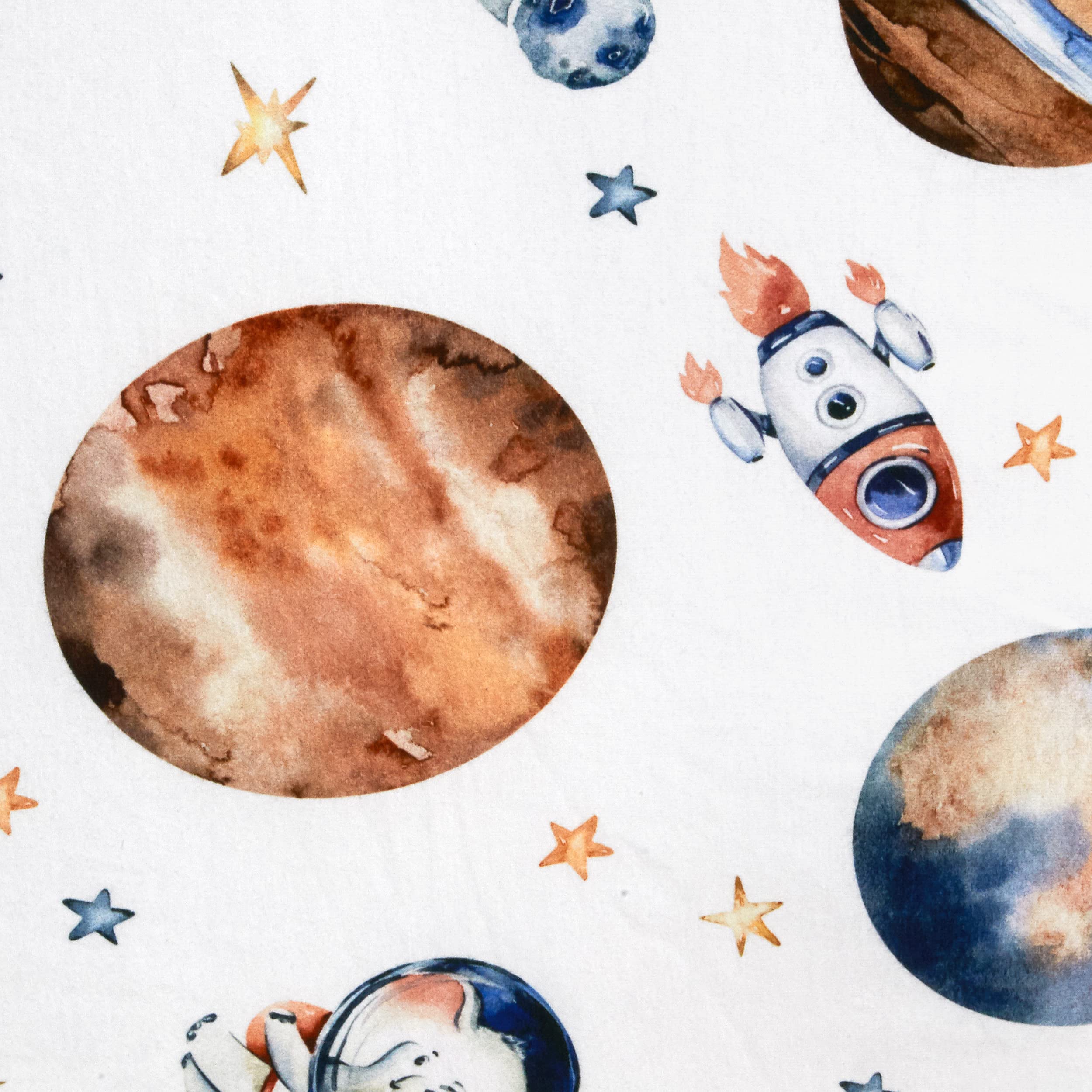 Outer Space Crib Sheet | Extra Soft and Stretchy Jersey Knit Cotton | Unique Watercolor Design
