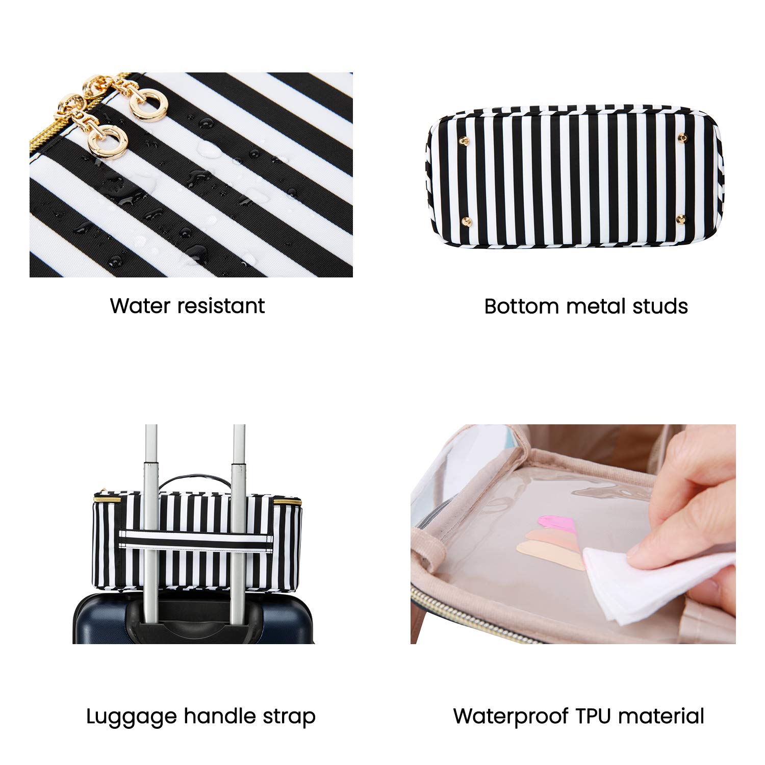 BAGSMART Makeup Bag Cosmetic Bag Large Toiletry Bag Travel Bag Case Organizer for Women (Black)