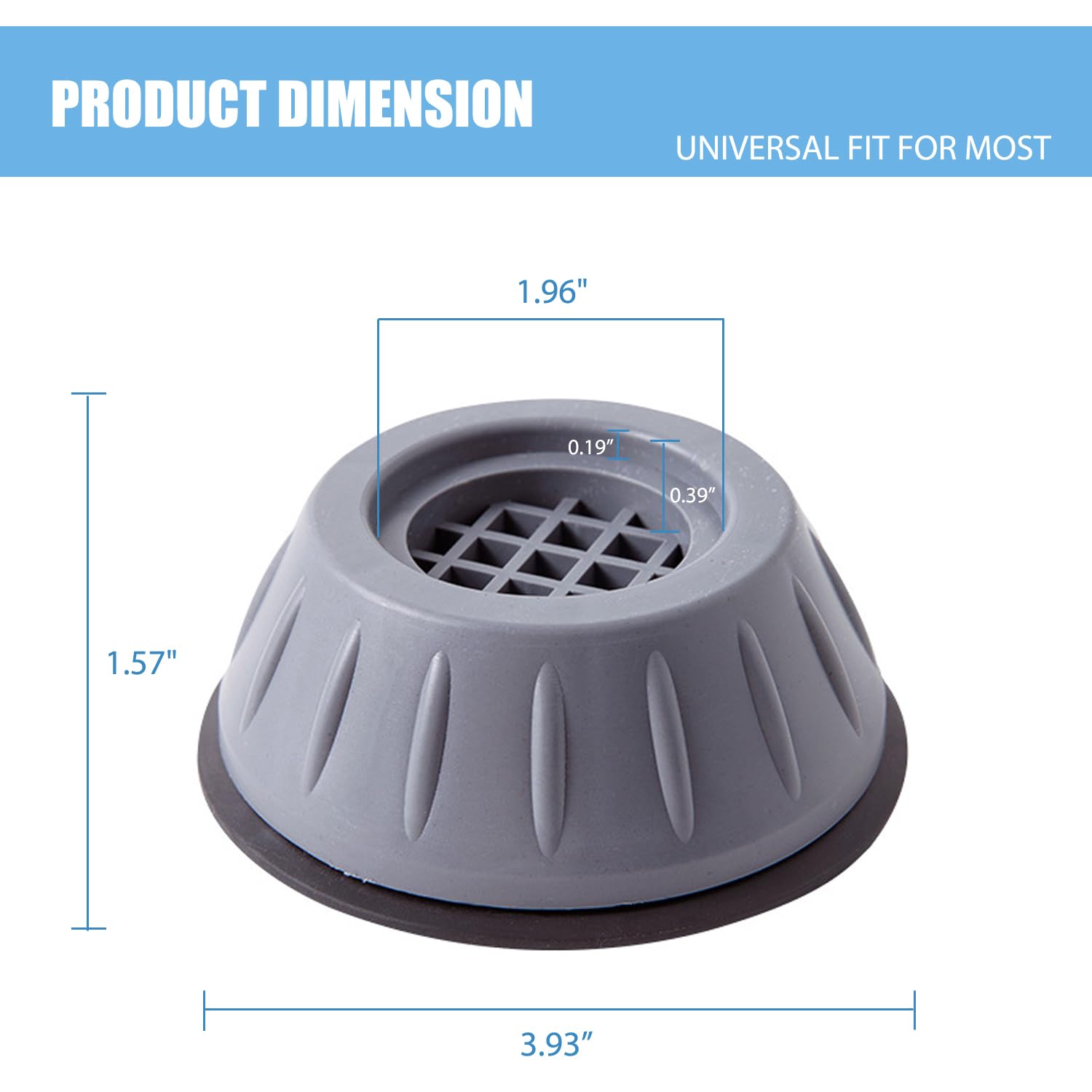 LeLehome Anti Vibration Pads for Washing Machine - 4PCS Washer Dryer Pedestal Rubber Stabilizer Mat Foot Support Protects Noise Reduction