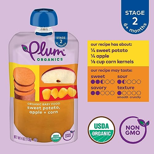 Plum Organics | Stage 2 | Organic Baby Food Meals [6+ Months] | Fruit & Veggie Variety Pack | 3.5 Ounce Pouch (Pack Of 18)