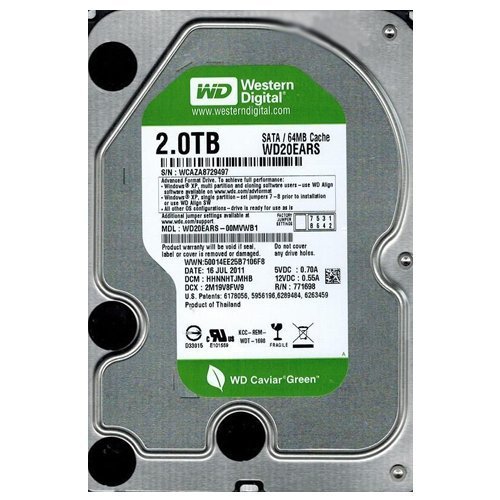 WD20EARS Western Digital Hdd 2tb Sata3.0 Caviar Green Desktop Storage