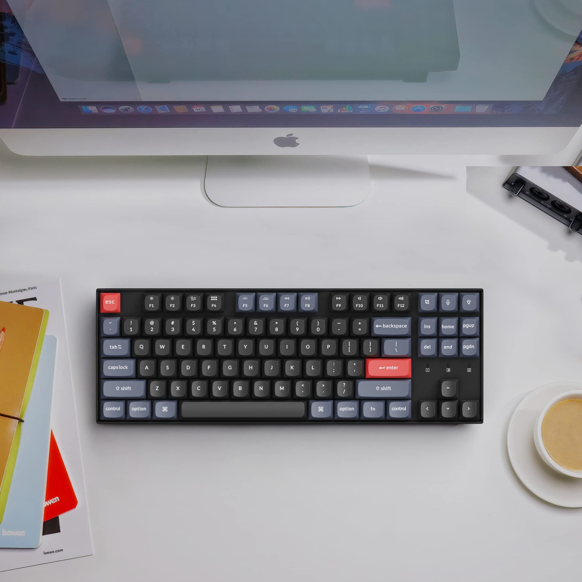 Keychron K8 Pro Wireless Custom Mechanical Keyboard, QMK/VIA Programmable Bluetooth/Wired White Backlight Tenkeyless with Hot-swappable Gateron G Pro Brown Switch Compatible with Mac Windows Linux