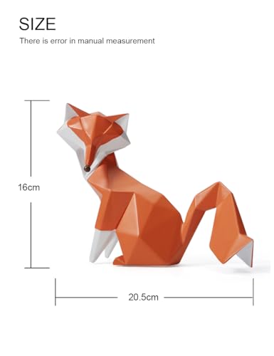 HAUCOZE Fox Figurine Gifts Geometric Sculpture Decor Animal Statue Gifts Polyresin Arts 8.0 inch