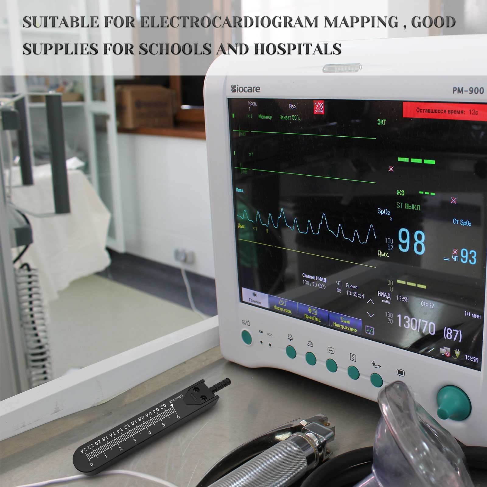 BLMHTWO EKG Calipers, ECG Calipers Caliper for Nurses Measuring Tool with Ruler and Help Read ECGs Stainless Steel Black Reliable Useful EKG Caliper for Paramedic School Cardiology Electrocardiogram