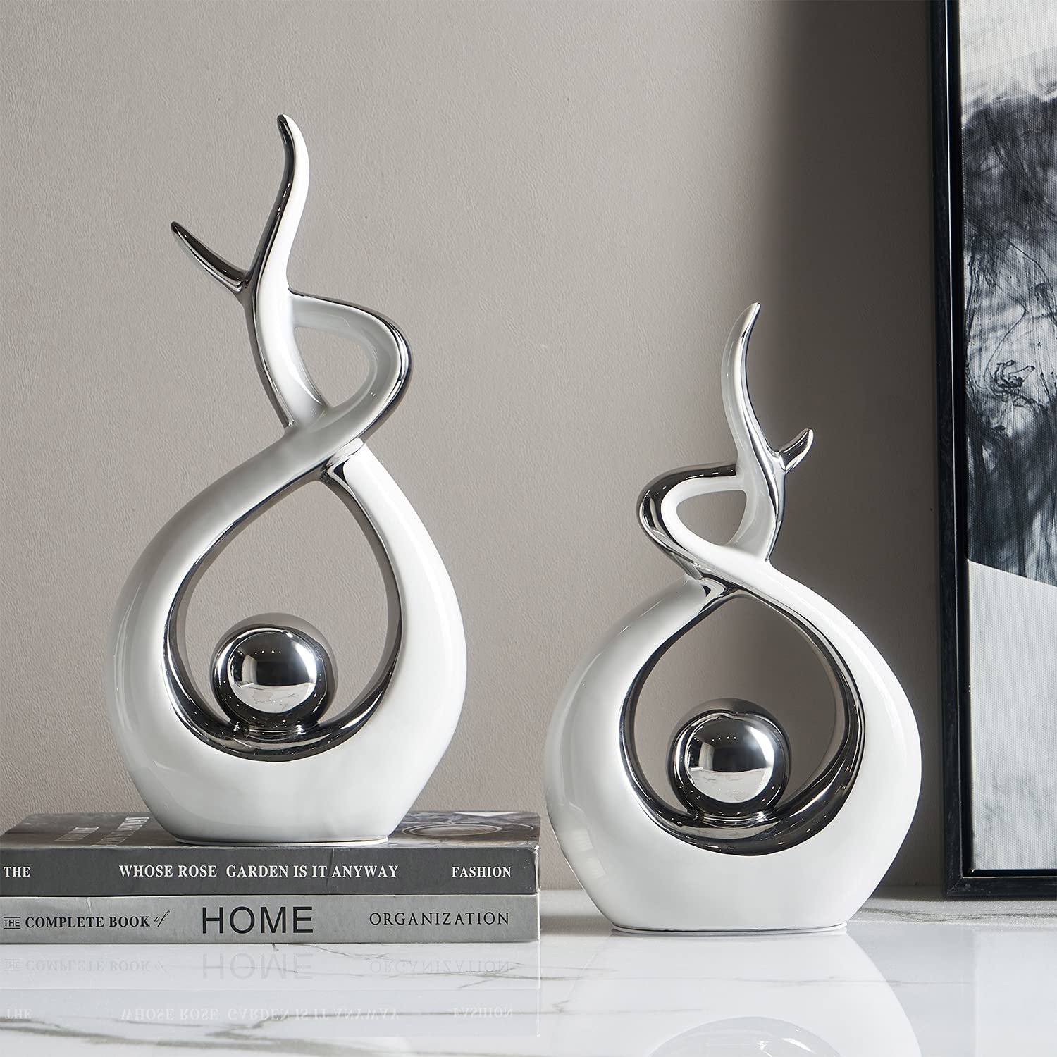 FJS Home Decor Modern Art Ceramic Statue Table House Decorations for Dining Room Living Room Office Centerpiece