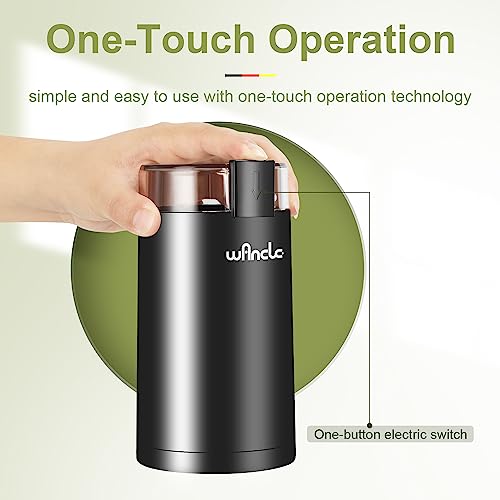 Coffee Grinder, Wancle Electric Coffee Grinder, Quiet Spice Grinder, One Touch Coffee Mill for Beans, Spices and More, with Clean Brush Black