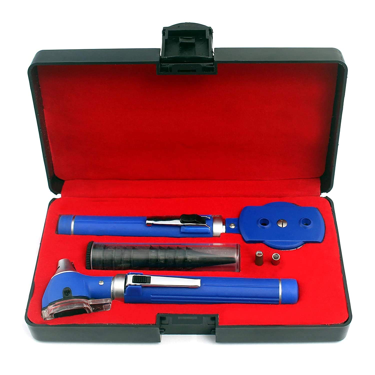 OdontoMed2011® New LED Bright Light Double Handle Otoscope ENT Diagnostic Set Blue + 2 Free Extra Replacement Bulbs (ODM Brand)