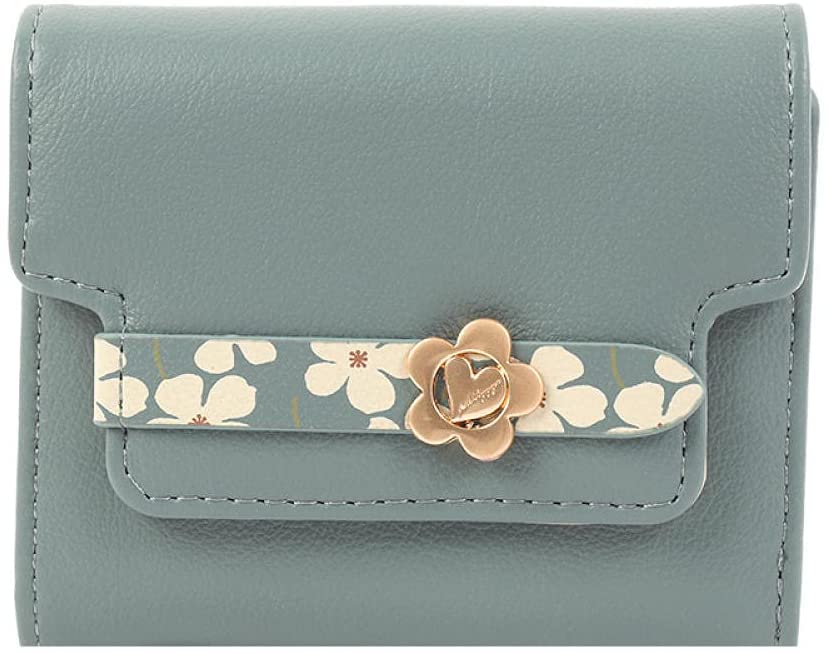ZHAOCC Ladies Wallet, Ladies Compact Clutch Mini Wallet Women's Short Folding Wallet Simple Trendy Flower Large-Capacity Women's Wallet (Color : Orange)