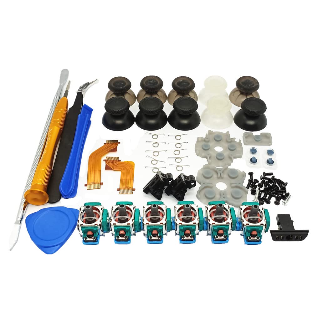 ZHAWULEEFB New Compatible 3D Analog Sensor Wheel Thumb Sticks Joystick Rocker Module Replacement for Sony PS5 Game Controller 6pcs 1 Set of Tools, 1charging Port,(Plus Other Products as Pictured