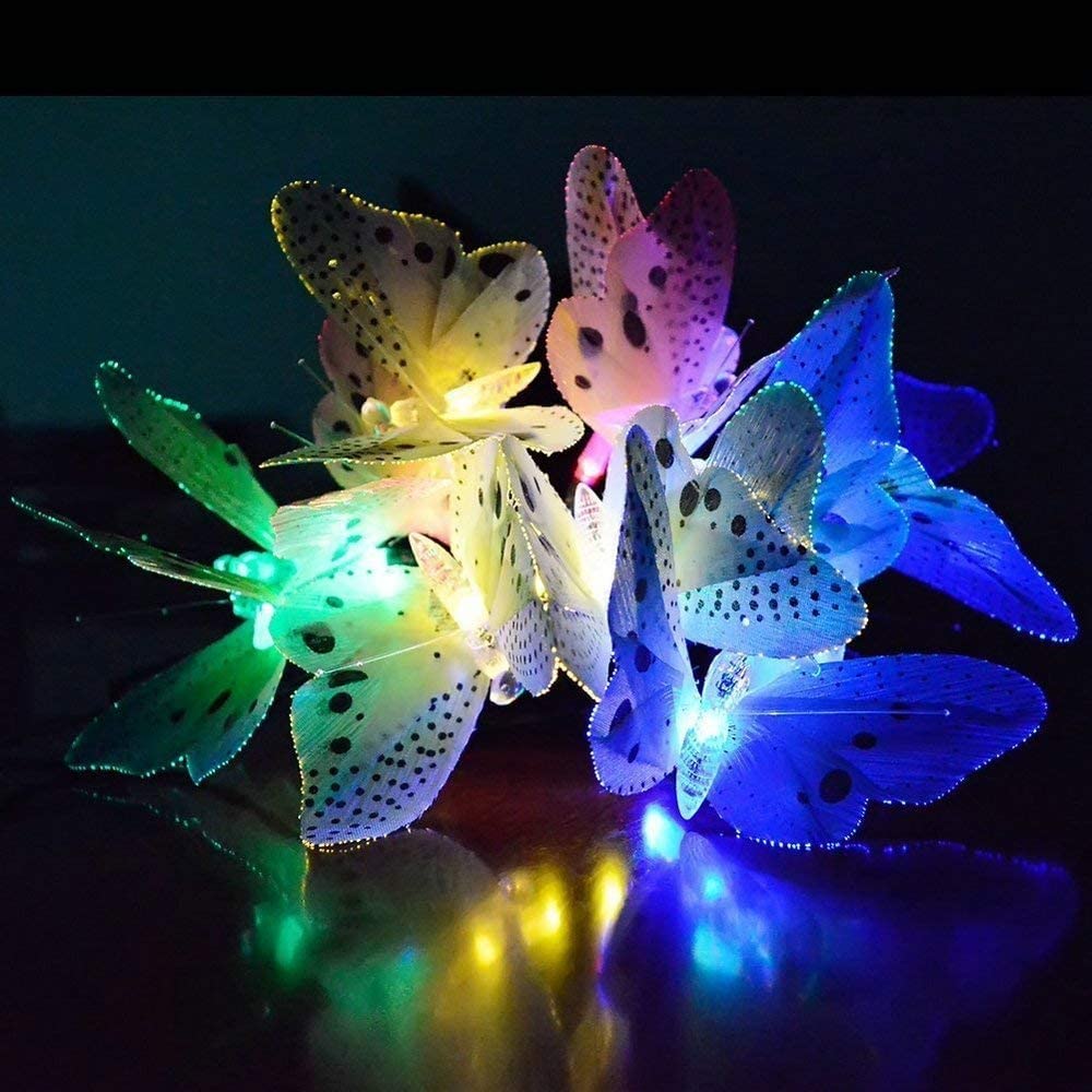 Berocia 20 LED Butterfly String Lights with Remote USB Plug in Outdoor Waterproof Twinkle Fairy Lights 8 Modes for Camping Indoor Bedroom Home Garden Party Decor Xmas Tree Porch Patio Night Light