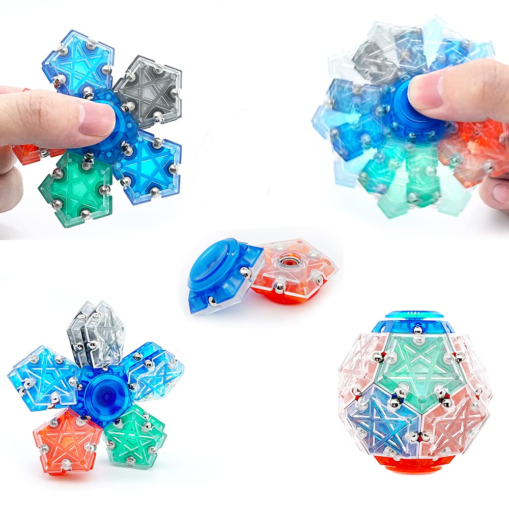 AOOMO Magnetic Fidget Spinner Toys 14-Piece Set,Puzzle Balls Building Blocks,Stress Reduction and Anxiety Relief Hand Spinner for Adults Kids…
