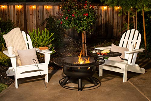 Bond Manufacturing 52124 Nightstar 32.7" Round Wood Burning Steel Fire Pit with Grill, Black