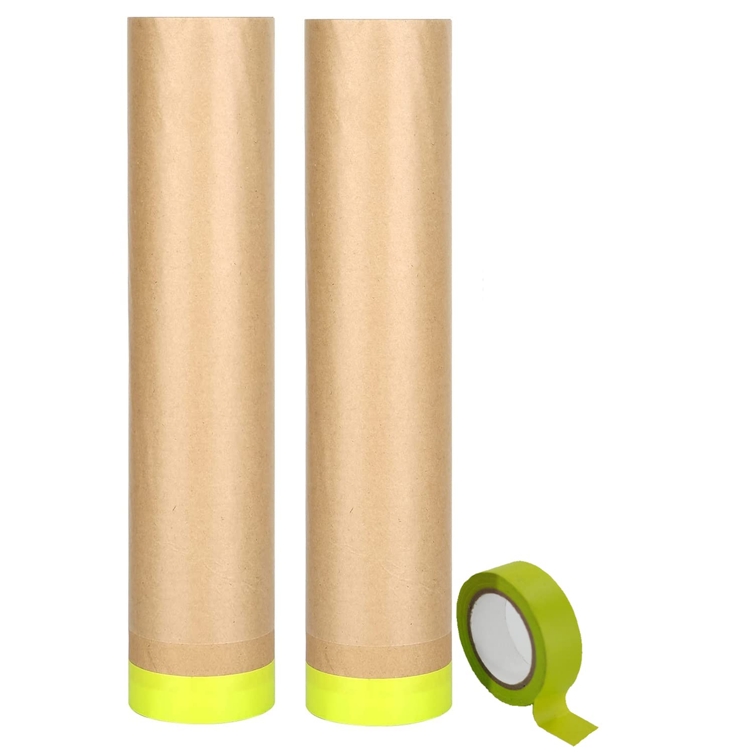 Pre-Taped Masking Paper-24 inch x 50 feet Tape and Drape Painters Paper,Automotive Paint Masking Paper,Masking Paper for Painting Cars and Auto Body,Floor Protection,Wall Covering (2, 24inchx50feet)