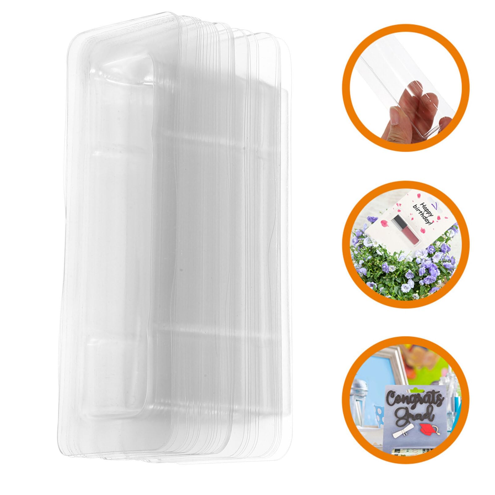 COHEALI 30pcs Lip Balm Pouches Plastic Money Card Holder Clear Lipstick Holder Clear Plastic Domes for Card DIY Crafts with Double Side Tape