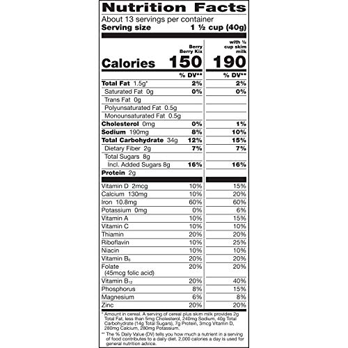 Berry Berry Kix Whole Grain Breakfast Cereal, Crispy Corn Cereal, Family Size, 18 oz