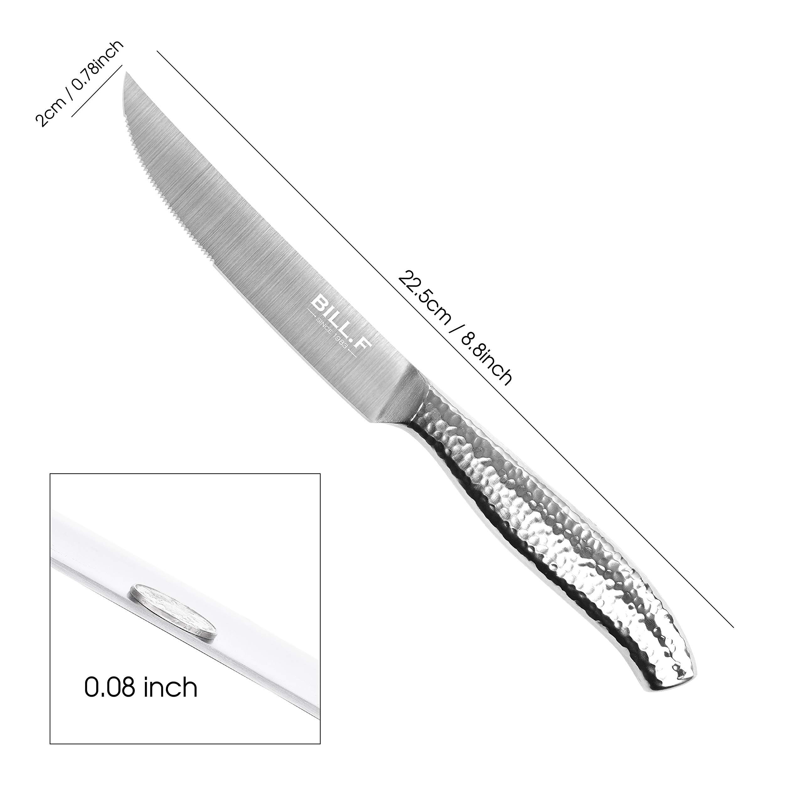 BILL.F Steak knives Serrated Steak Knife Set Stainless Steel Steak Knife Set of 4