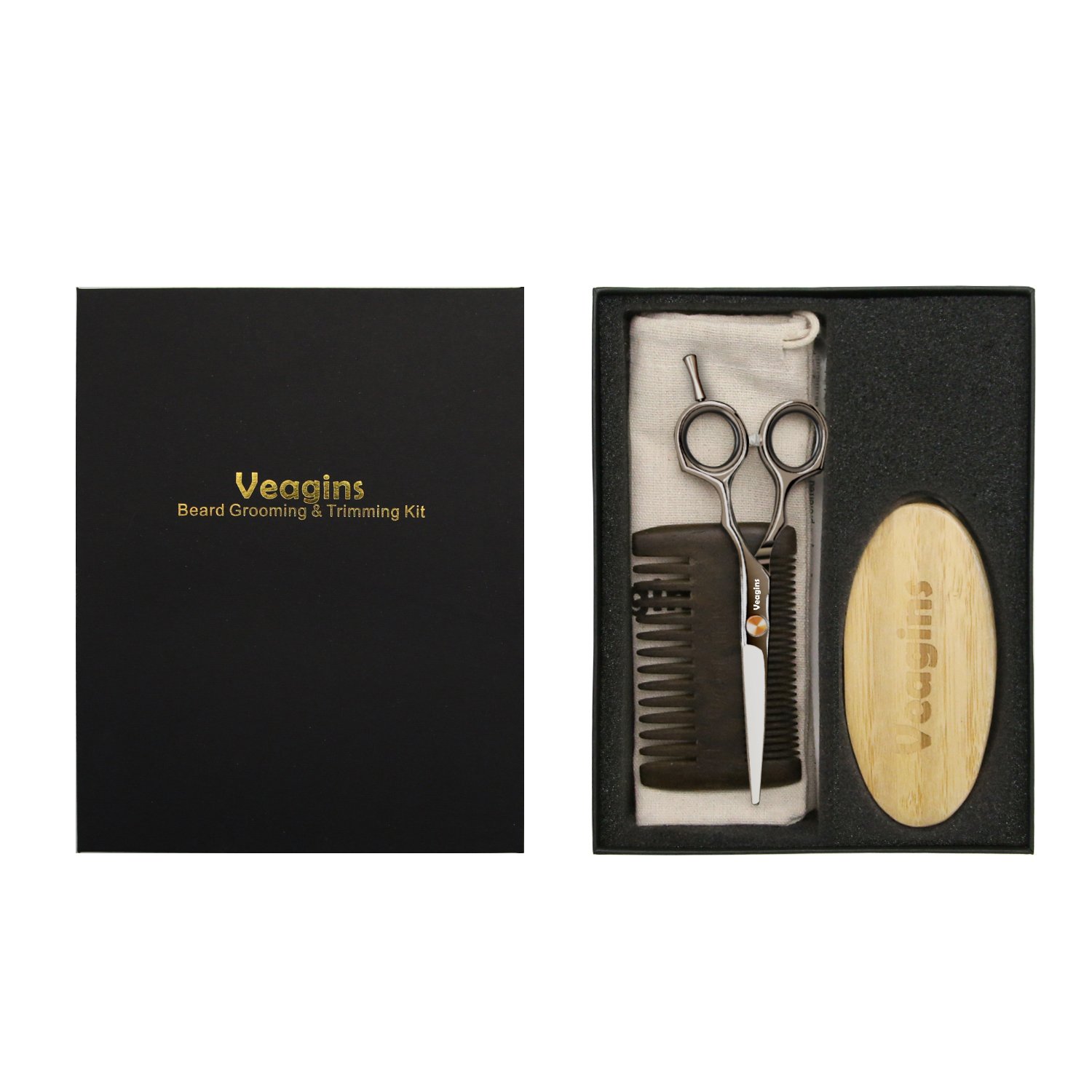 Beard Care Gift Kit for Men Dad Husband, VEAGINS Beard Grooming Kit, Professional Beard Trimming Set with Beard Comb Brush Scissors