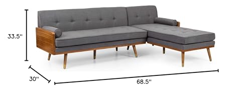 Christopher Knight Home Harriet Sectional, Gray, Dark Walnut
