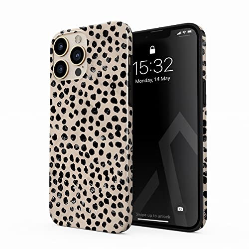 BURGA Phone Case Compatible with iPhone 14 PRO - Wireless Charging Compatible, Hybrid 2-Layer Hard Shell + Silicone Protective Case, Heavy Duty Protection, Almond Latte
