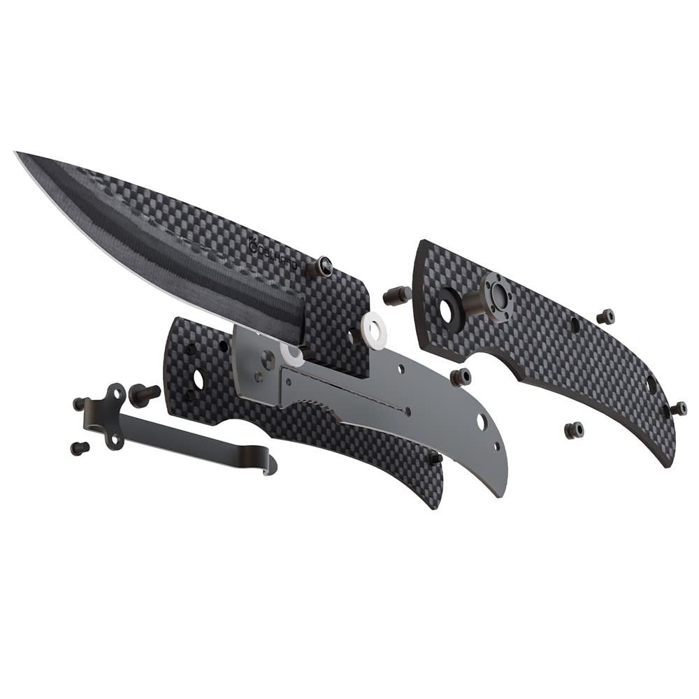Cool Hand 4.25" Carbon Fiber Folding Knife, w/ 3.25" Carbon Fiber Blade, Liner Lock Mechanism, w/Pocket Clip, EDC Pocket Knives, Super Light 1.6 OZ