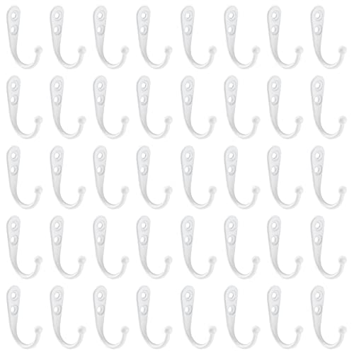 BokWin 20PCS White Wall Mounted Coat Hooks Single Coat Hanger,Mug Hooks Rustproof Wall Hooks for Towel Hat Key Bag on Bathroom, Kitchen, Livingroom