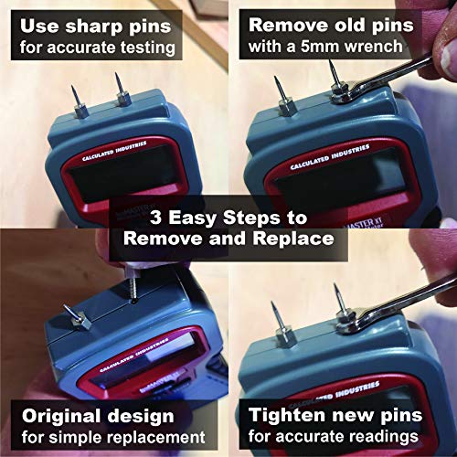 Calculated Industries 7442-PINS AccuMASTER Moisture Meter Replacement Pins Pack - Two Pairs of Pins Fit AccuMaster models 7440 and 7445 - Stainless Steel