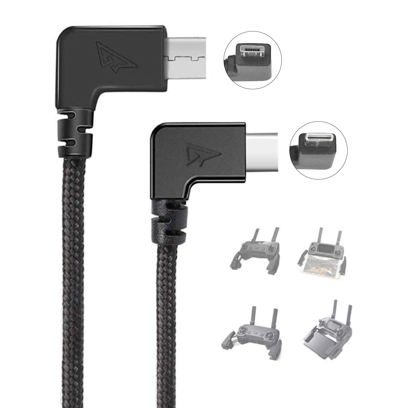 RCstyle Durable Micro USB-IOS Cable Compatible with DJI Mavic Air/Pro/Mini/Spark (to Type-C)