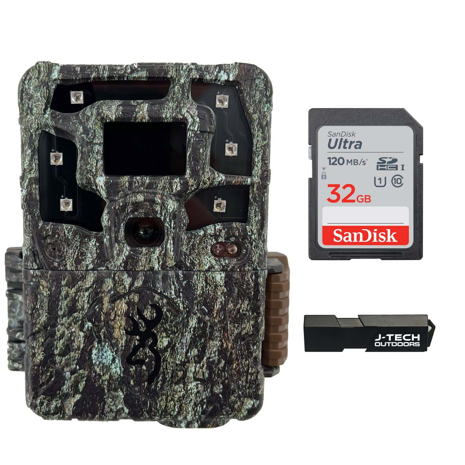 Browning Strike Force Pro X 1080 Trail Game Camera Bundle Includes 32GB Memory Card and J-TECH Card Reader (24MP) | BTC5PX1080
