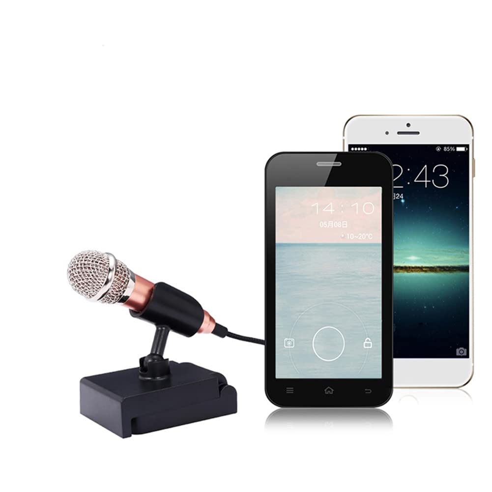 areclern 3.5mm Audio Connector,Singing Mic Equipment,Beautiful Vocal Quality,Mini Type Space Saving,Mini Microphone,Metal Frothing Process,Suitable for Laptop, Phone Golden