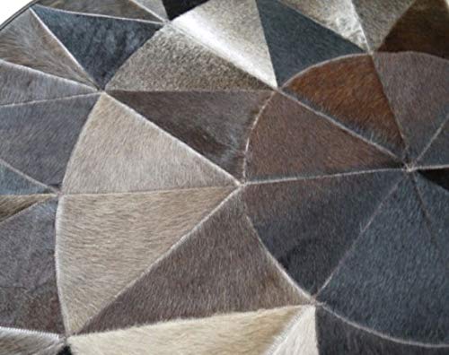 cowhide Modern Round Rug Circle Natural Area Patchwork Rug 4ft x 4ft Round Rug Circular Floor Mat