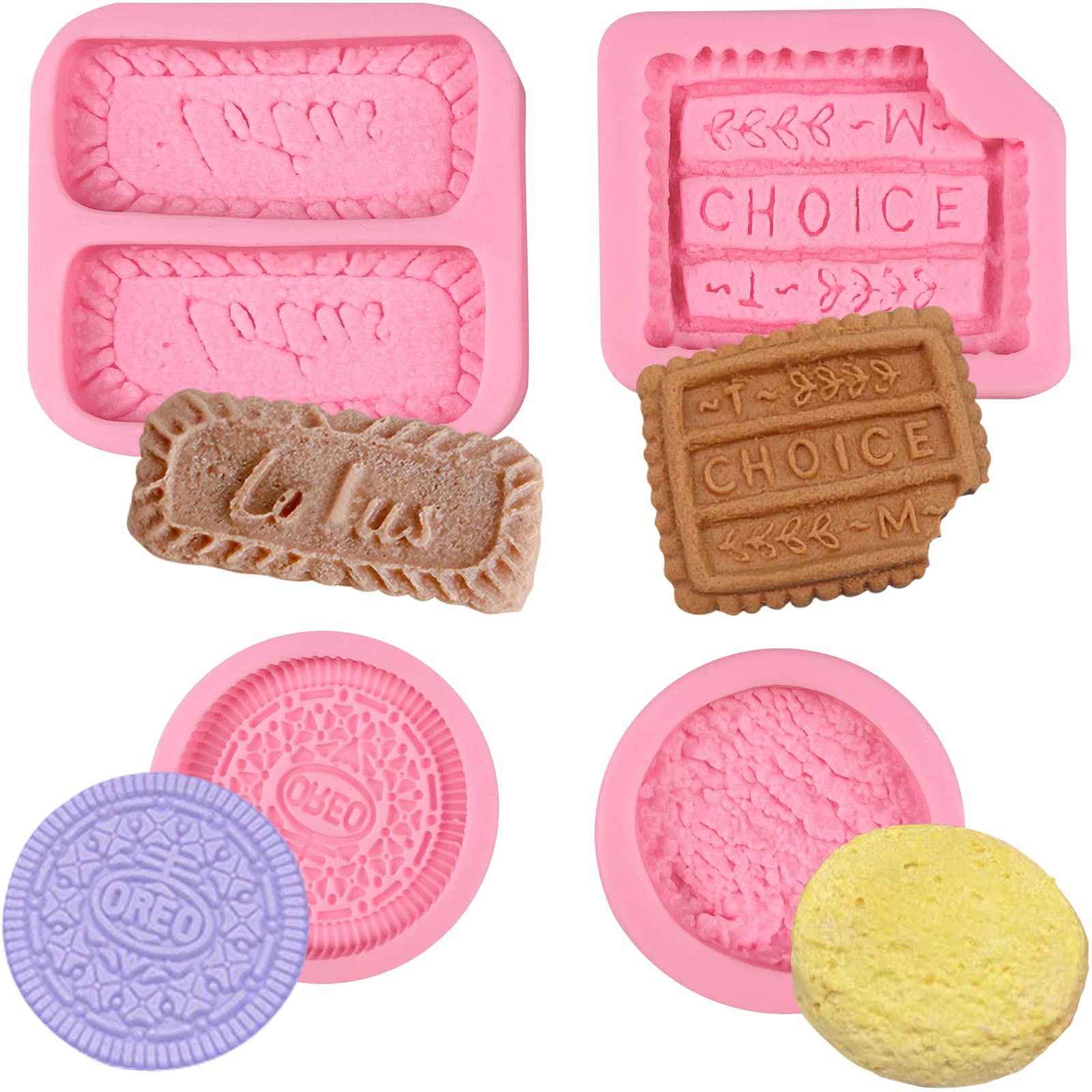 Biscuit Silicone Molds, Oreo Cookies Chocolate Candy Fondant Molds, Can Be Used for Cake Decorating, Cupcake Toppers, Cookies, Butter, Floral Paste, Dough, Plaster, Resin, Clay