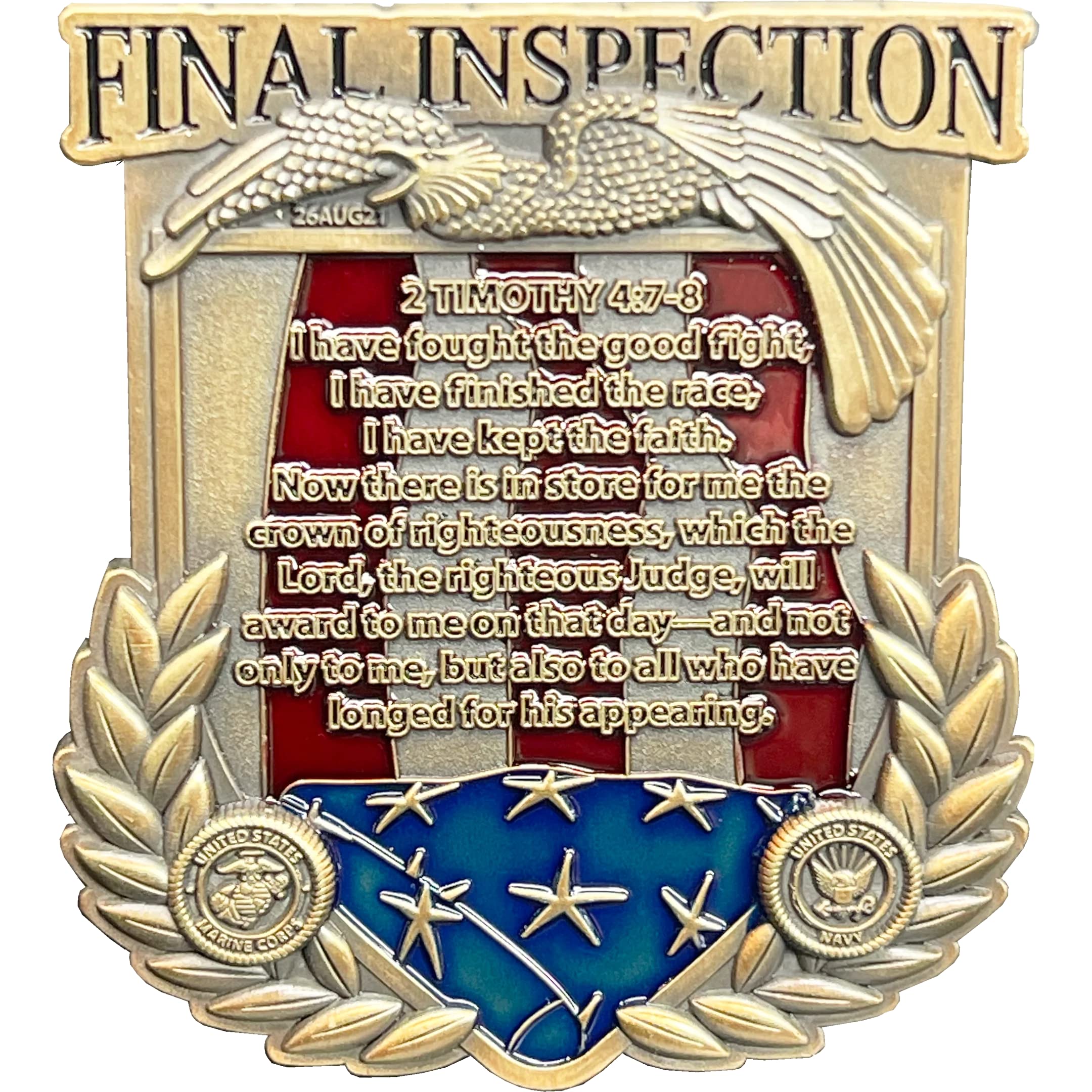 BL17-012 Kabul Afghanistan Final Inspection Memorial Challenge Coin Marines Navy August 26 2021 13 Soldiers