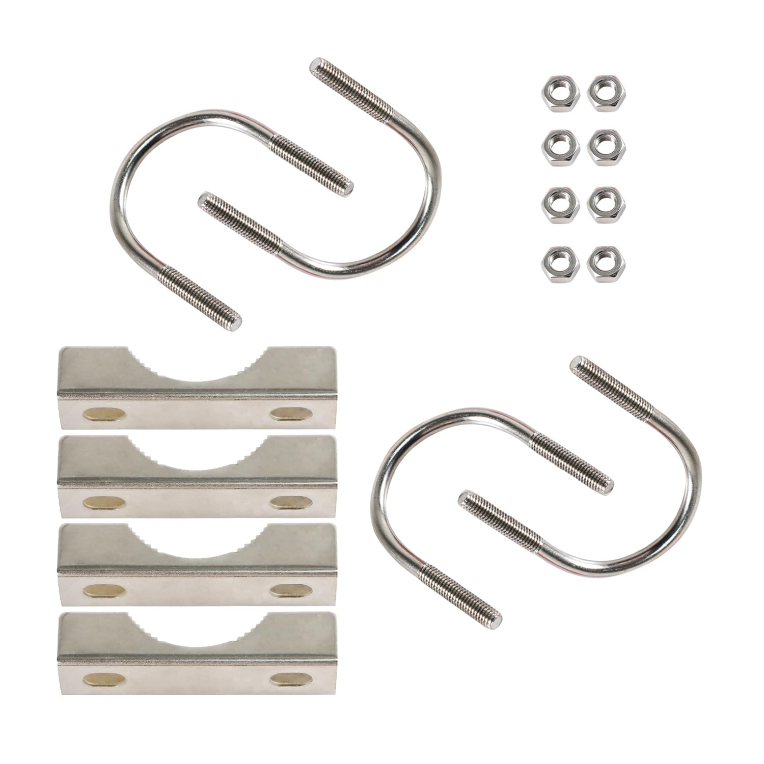 Aopin Stainless Steel U-Bolt 1/4"(D) x 1-5/8"(W) X 2-1/2"(L) Steel Antenna Clamps Boat Trailer Replacement U-Bolt with Accessories Nut, Baffle, Spring Release Washer.4Pcs