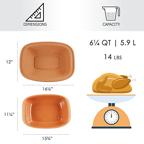 Eurita Clay Roaster, 7.2 Quart, Non-Stick Earthenware, Toxin-Free, Healthy Clay Pot Cooking, Versatile Cooking Dutch Oven, Digital Recipe and Instructions Included