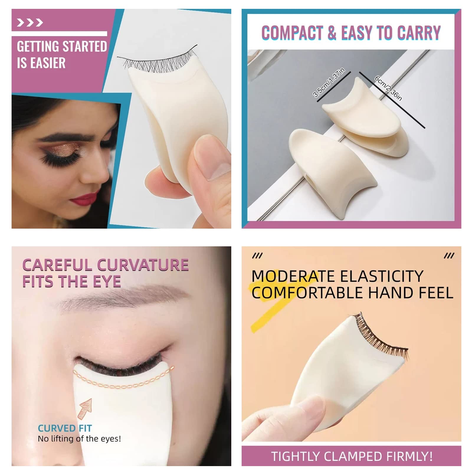 Artificial Eyelash Auxiliary Clip, Women Fashion Makeup Cosmetic Tool False Fake Eye Lash Applicator Easy Beauty Clip For Girls, White (1pcs)