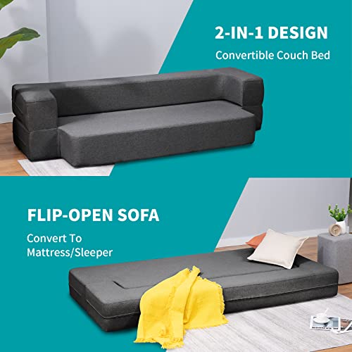 BALUS 8.6 Inch Folding Sofa Bed Couch,Twin Size Floor Sofa Bed Foldable, Memory Foam Futon Couch,Fold Out Sofa Bed Convertible Sleeper Sofa Bed for Living Room/Bedroom/Guest Room/Office
