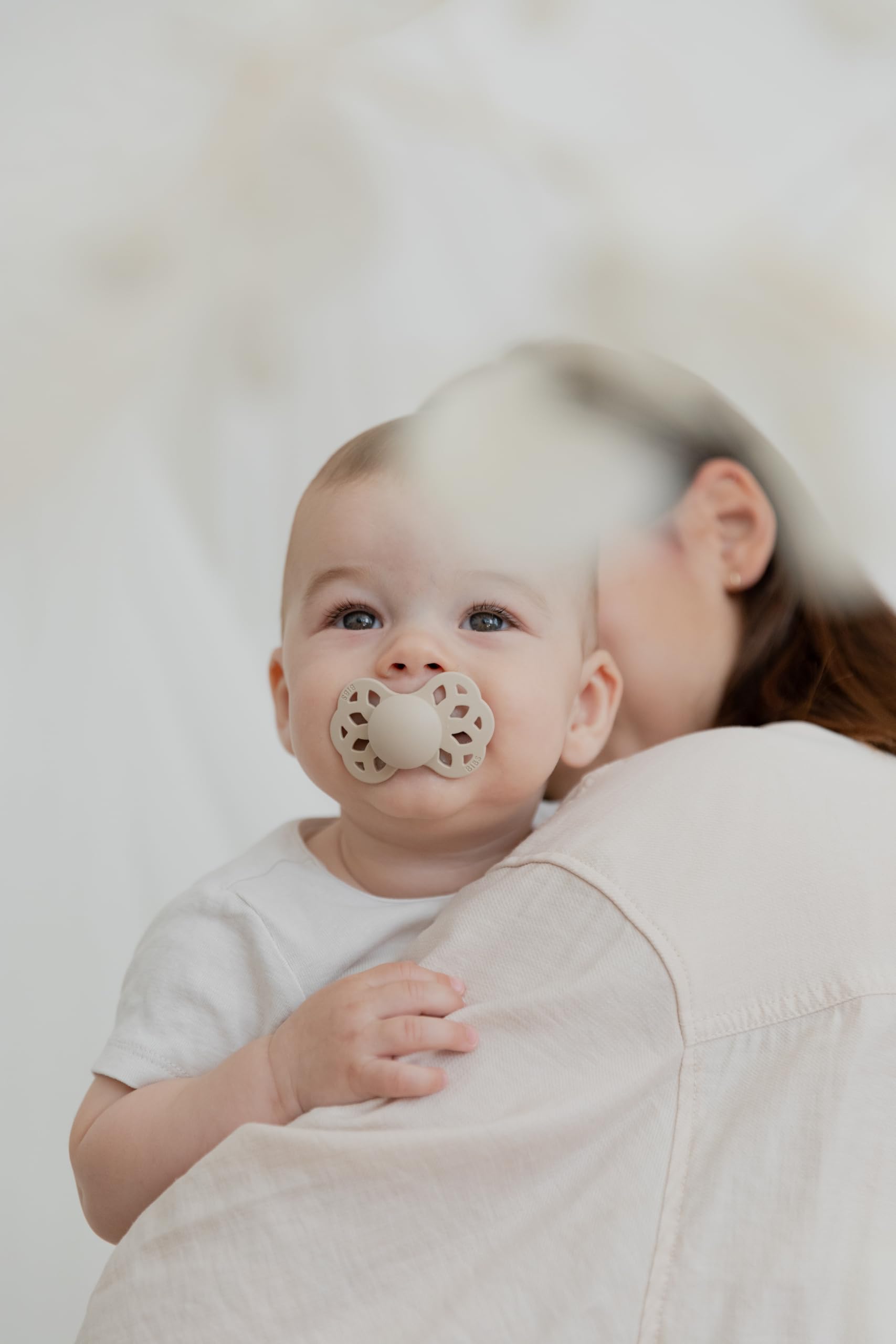 BIBS Pacifiers - Infinity Collection with Anatomical Nipple| BPA-Free Baby Pacifier | Made in Denmark | Set of 2 Blossom/Dusky Lilac Color Premium Soothers | Size 6-18 Months
