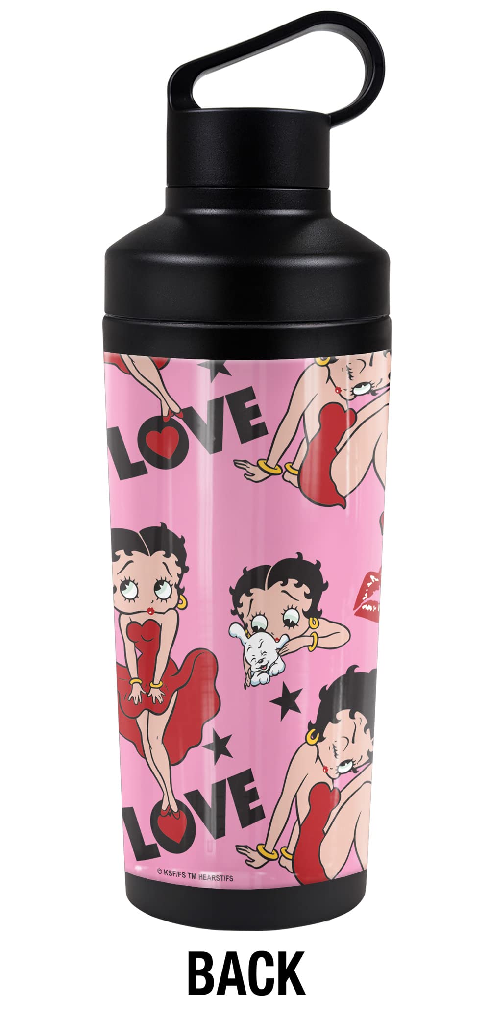 Betty Boop OFFICIAL Collage 18 oz Insulated Water Bottle, Leak Resistant, Vacuum Insulated Stainless Steel with 2-in-1 Loop Cap